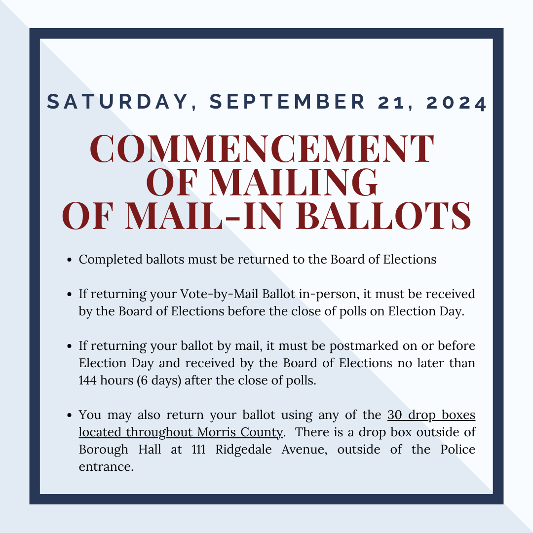 Borough of Florham Park New Jersey - Beginning of Mailing of Mail-In ...